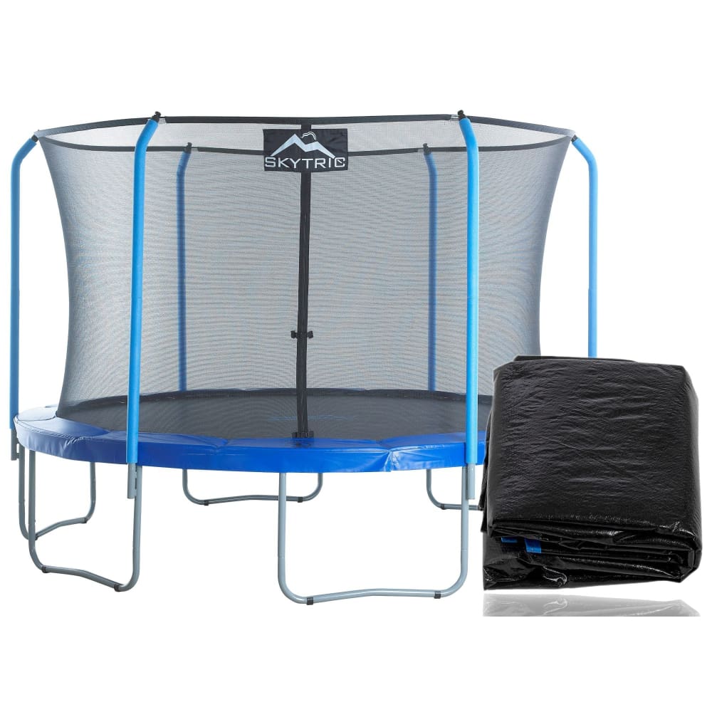 Upper Bounce 11' Round Trampoline with Enclosure and Weather Cover ...