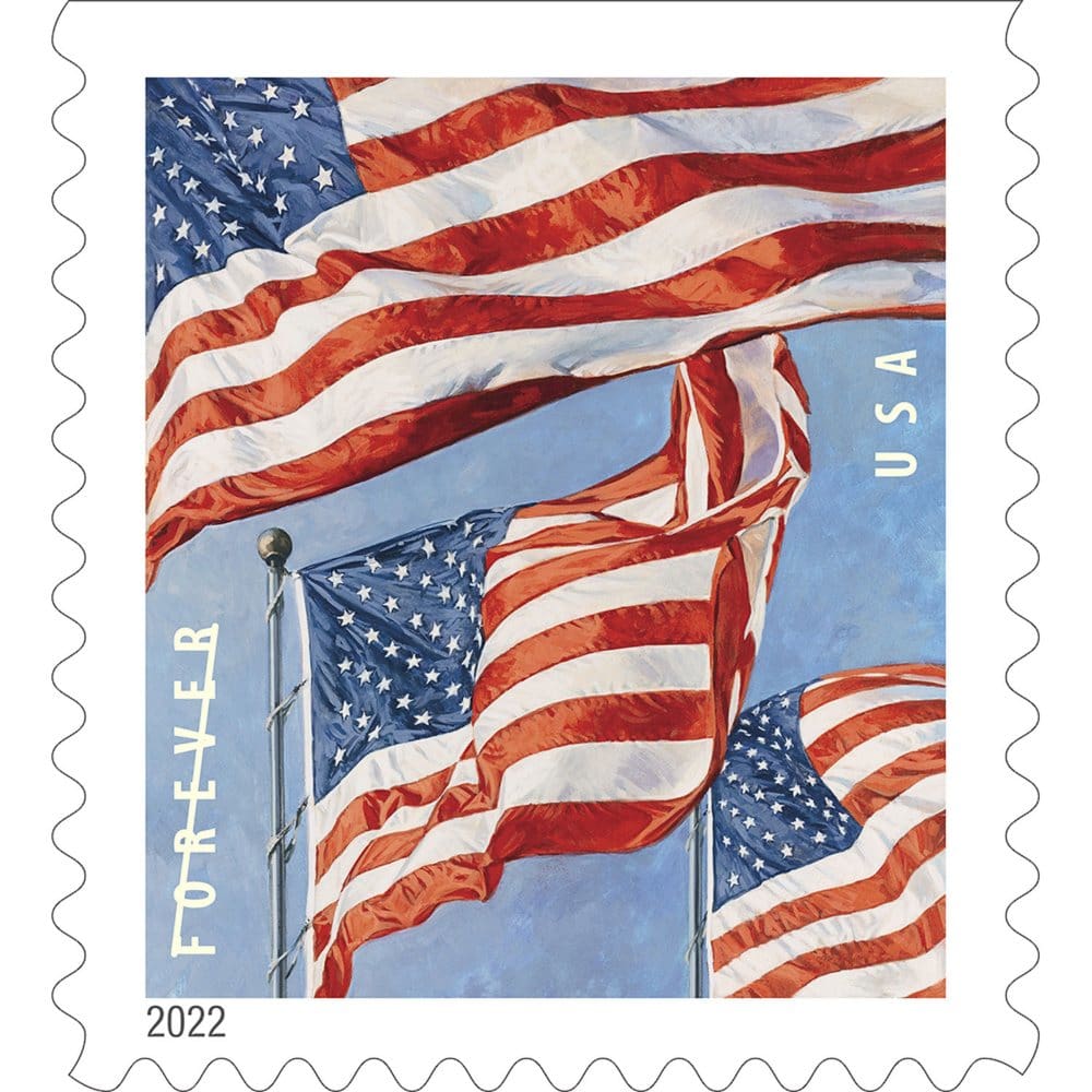 USPS FOREVER First Class Postage Stamps, U.S. Flag, Coil of 100 Stamps ...