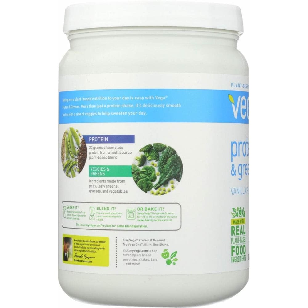 VEGA Protein and Greens Plant Based Protein Powder Vanilla, 18.6 oz ...
