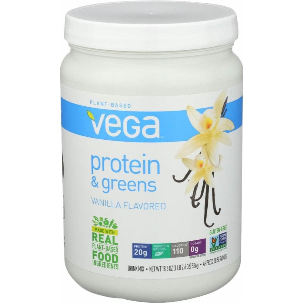 VEGA Protein and Greens Plant Based Protein Powder Vanilla, 18.6 oz ...
