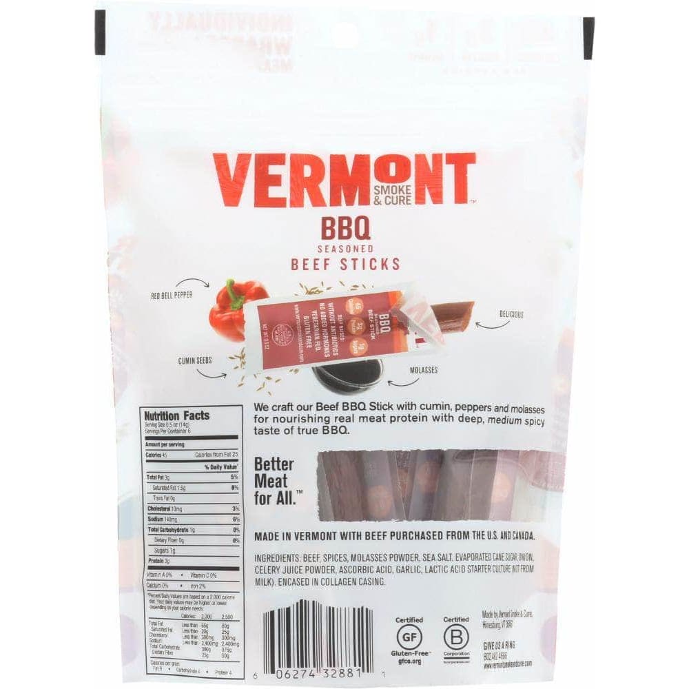 Vermont Smoke Minis Barbecue Seasoned Beef Sticks, 3 oz (Case of 3 ...