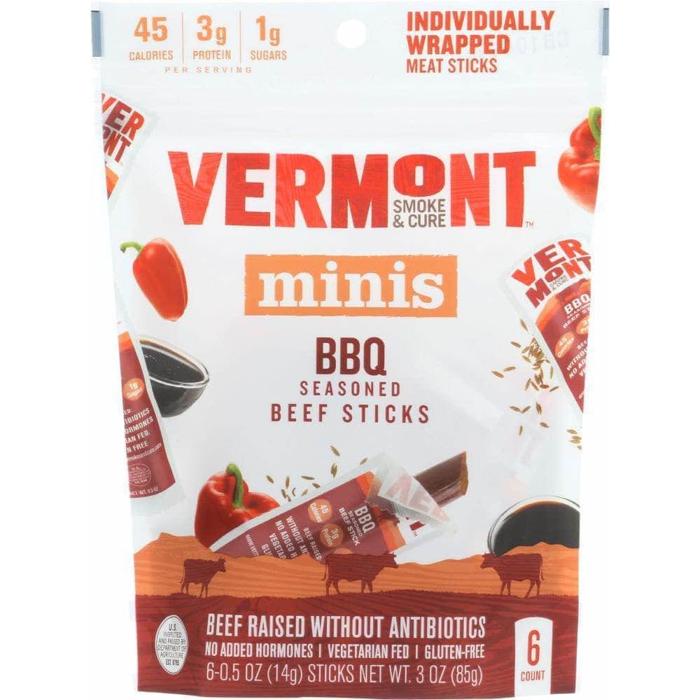 Vermont Smoke Minis Barbecue Seasoned Beef Sticks, 3 oz (Case of 3 ...