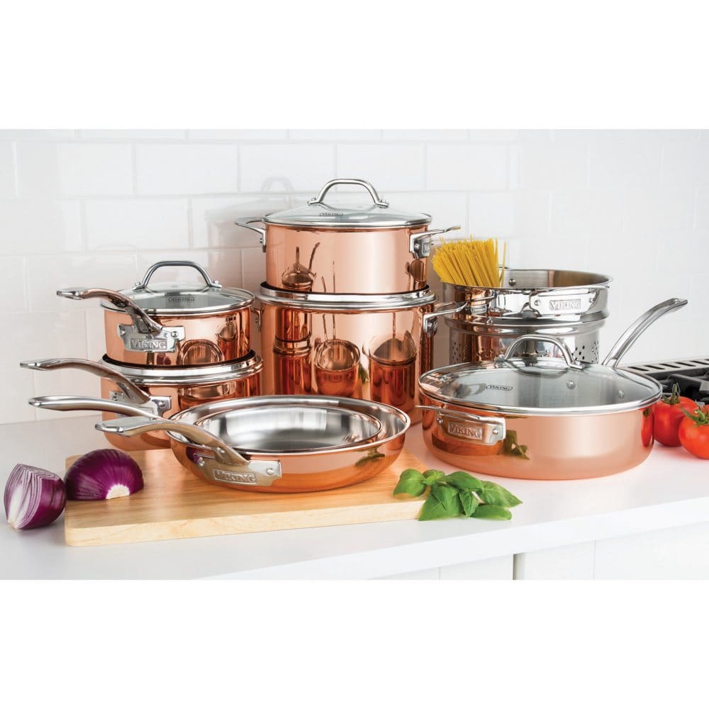 Viking 13-Piece Tri-Ply Copper Cookware Set | ShelHealth