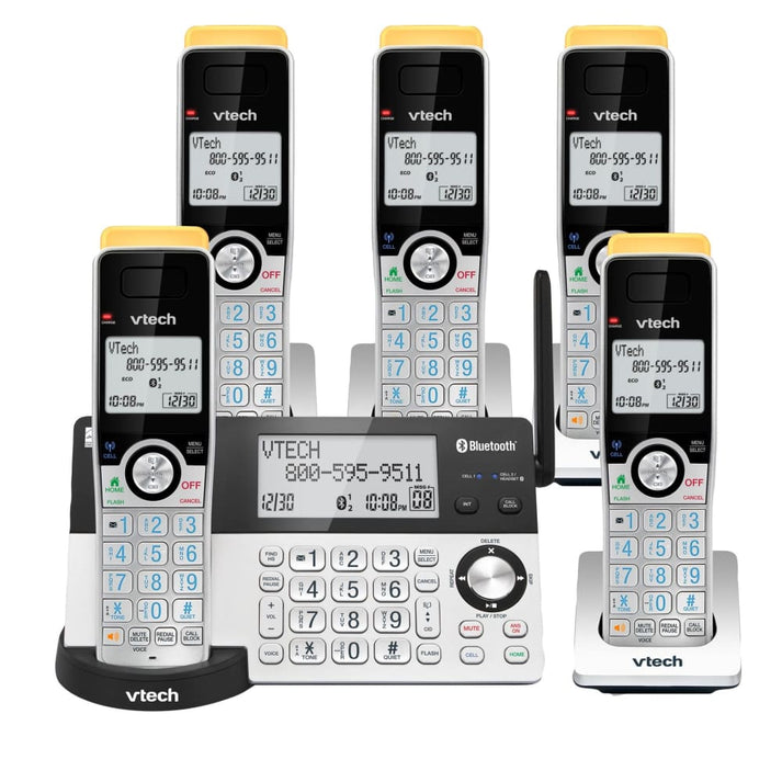 Vtech 5-Handset Cordless Phone with Super Long Range, Bluetooth Connect ...