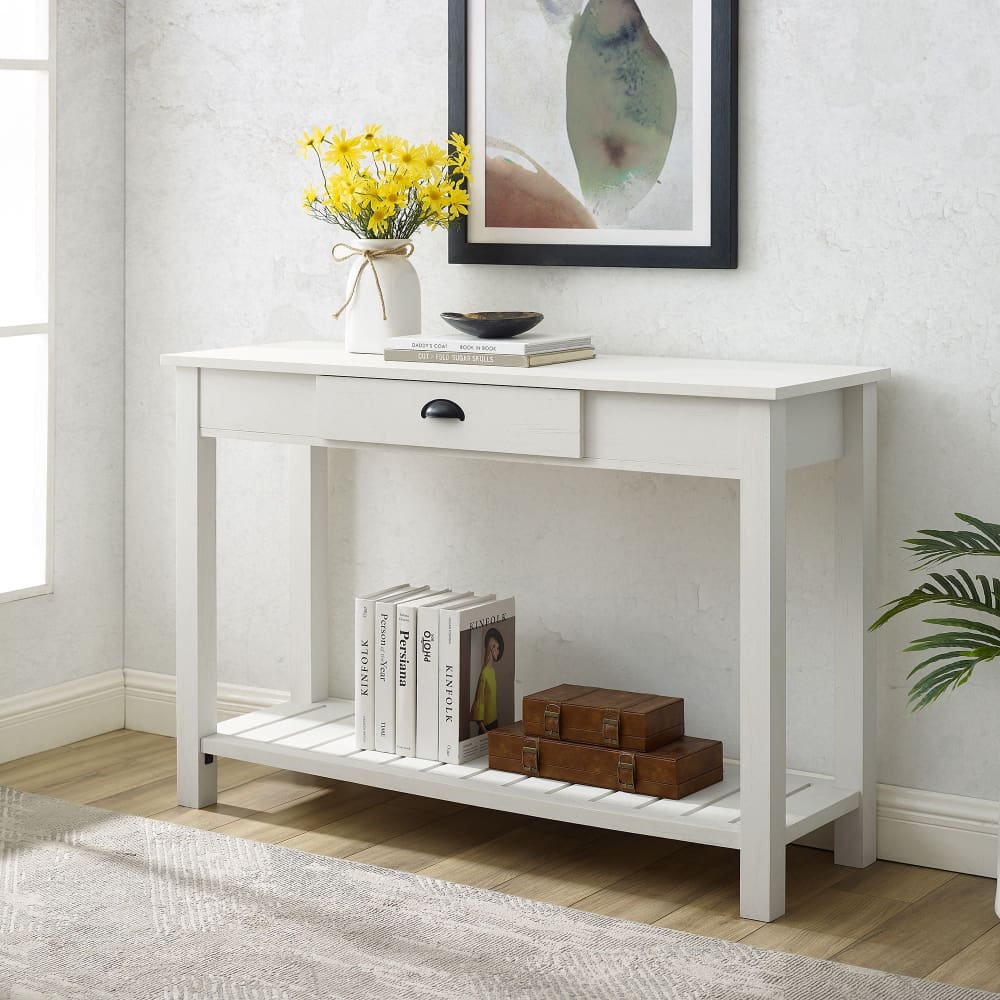W. Trends 48" Modern Farmhouse Single Drawer Entry Table | ShelHealth