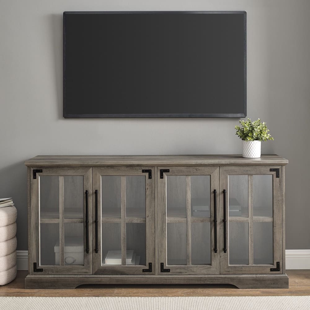 W. Trends 58" Farmhouse 4 Door TV Stand for Most TV's up to 65" - Grey ...
