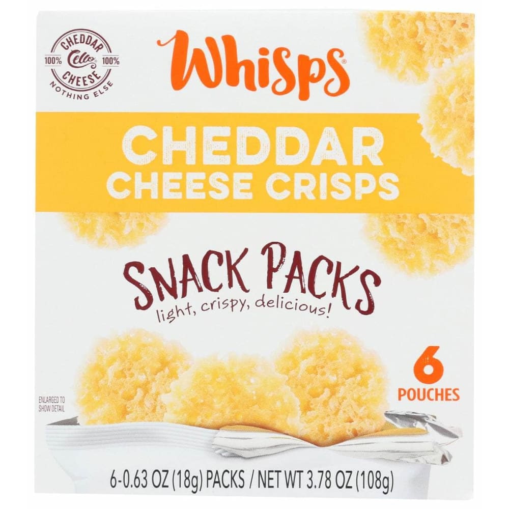 WHISPS Cheddar Cheese Crisps 6 Count Box, 3.78 oz (Case of 3) | ShelHealth
