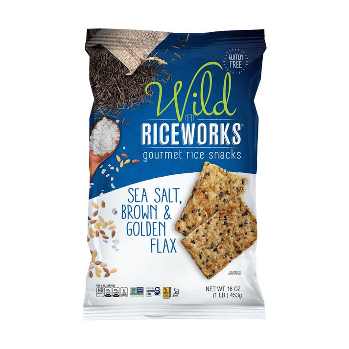 Wild Riceworks Sea Salt, Brown & Golden Flax Gourmet Rice Snacks, 16 oz ...