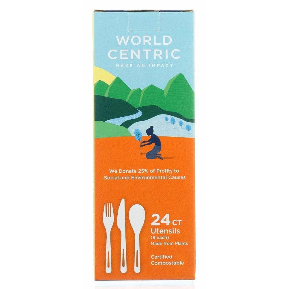 World Centric Compostable Utensils, 24 Pc (Case of 4) | ShelHealth