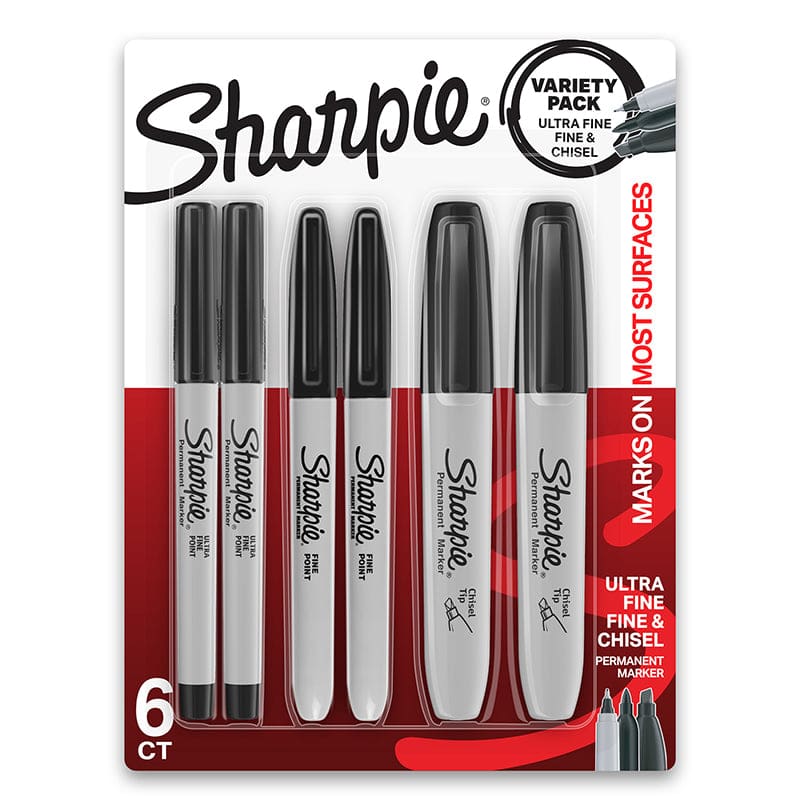6Ct Assort Tip Permanent Markers Sharpie (Pack of 6) | ShelHealth
