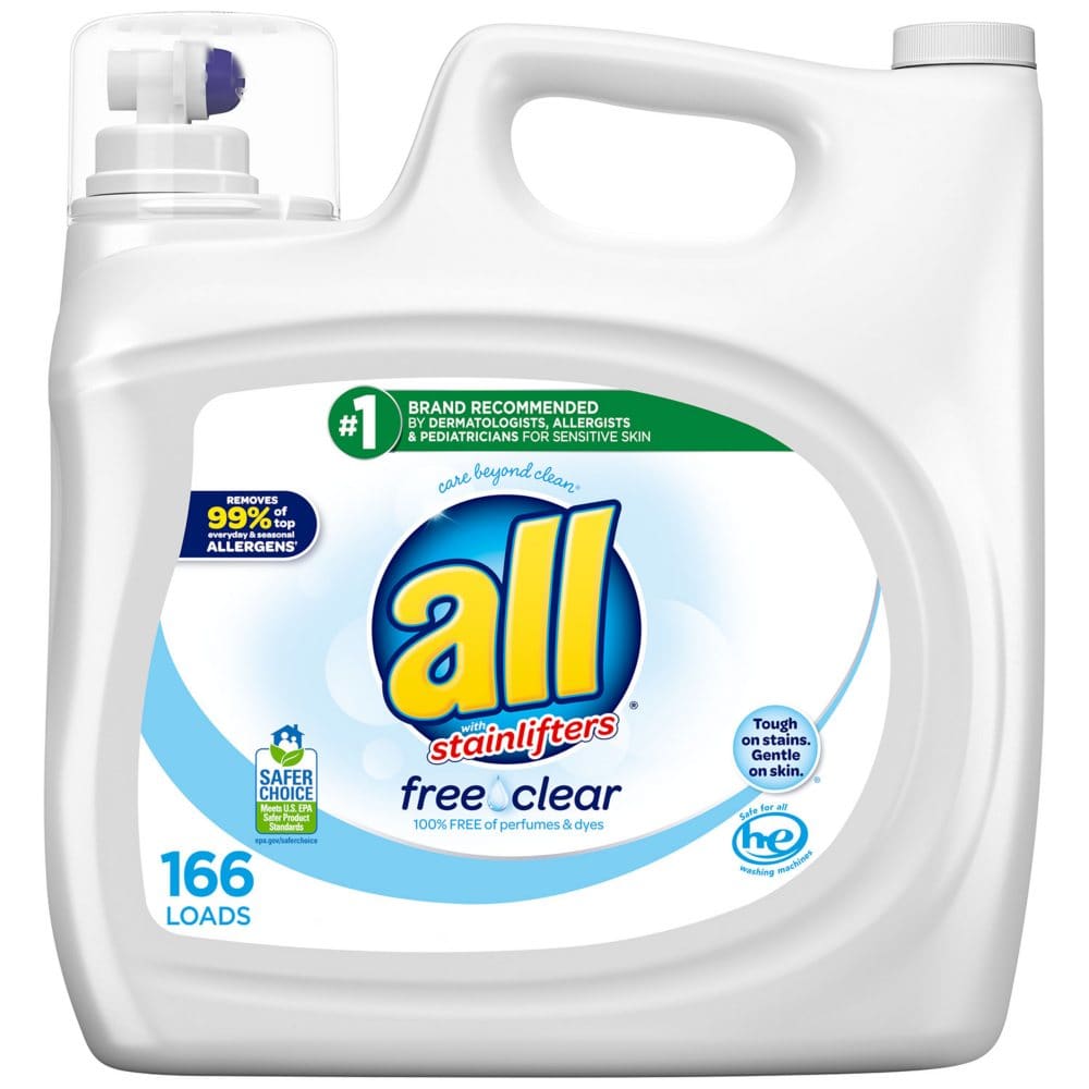 all Liquid Laundry Detergent Free Clear for Sensitive Skin (250 oz.,166 ...