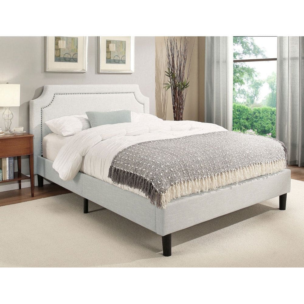 Allegro Upholstered Queen Platform Bed Frame, Cream | ShelHealth