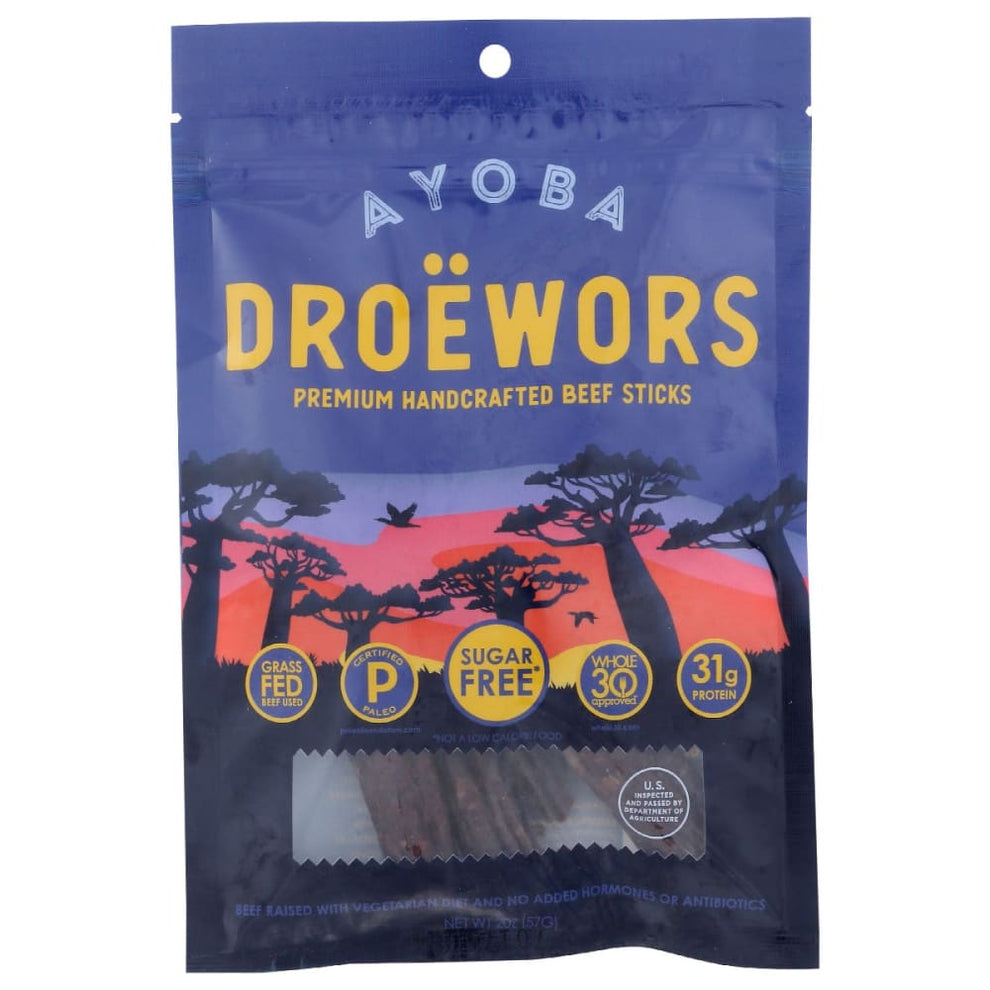AYOBA: Droewors Premium Beef Sticks, 2 oz (Case of 3) | ShelHealth