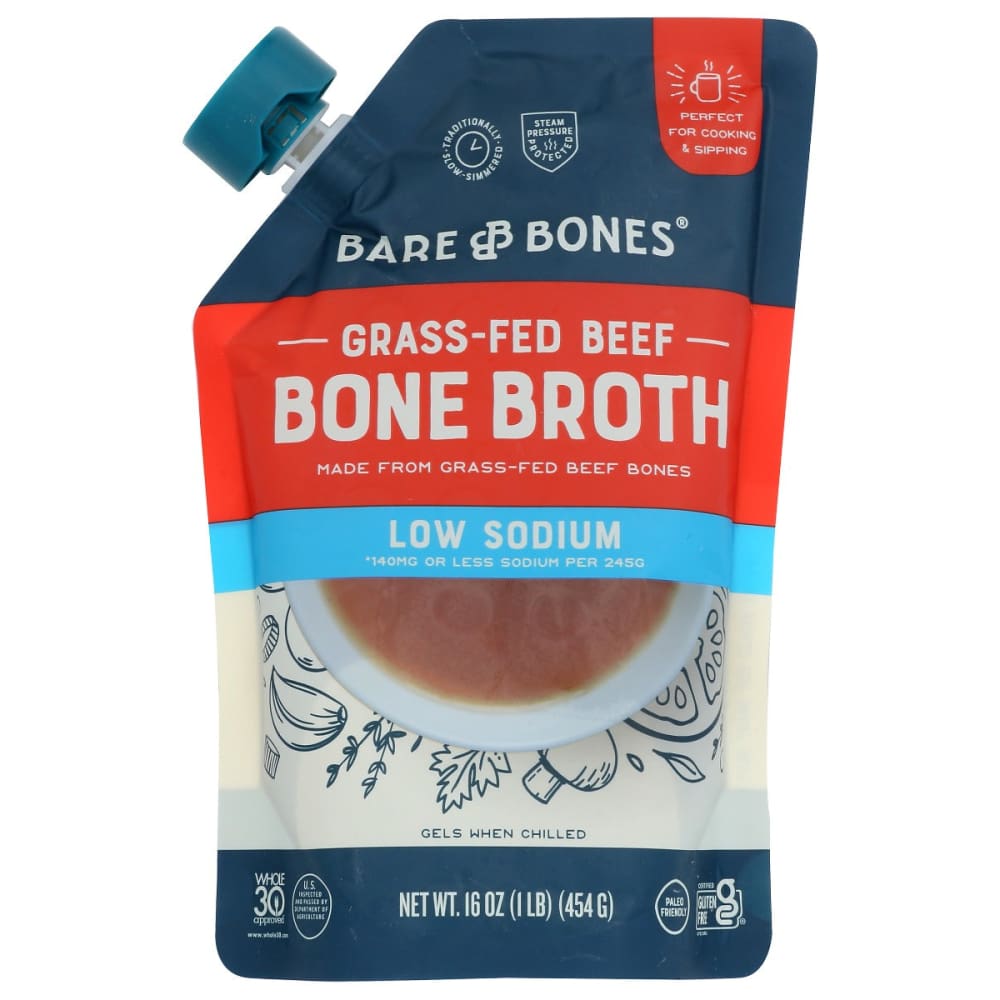 BARE BONES: Broth Beef Bone Low Sodium Grf, 16 oz (Case of 2) | ShelHealth