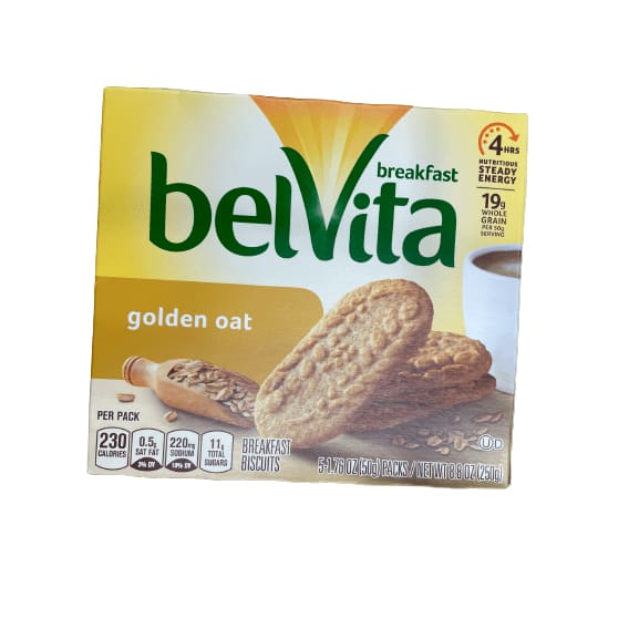 belVita Golden Oat Breakfast Biscuits, 5 Packs (4 Biscuits Per Pack), 8 ...