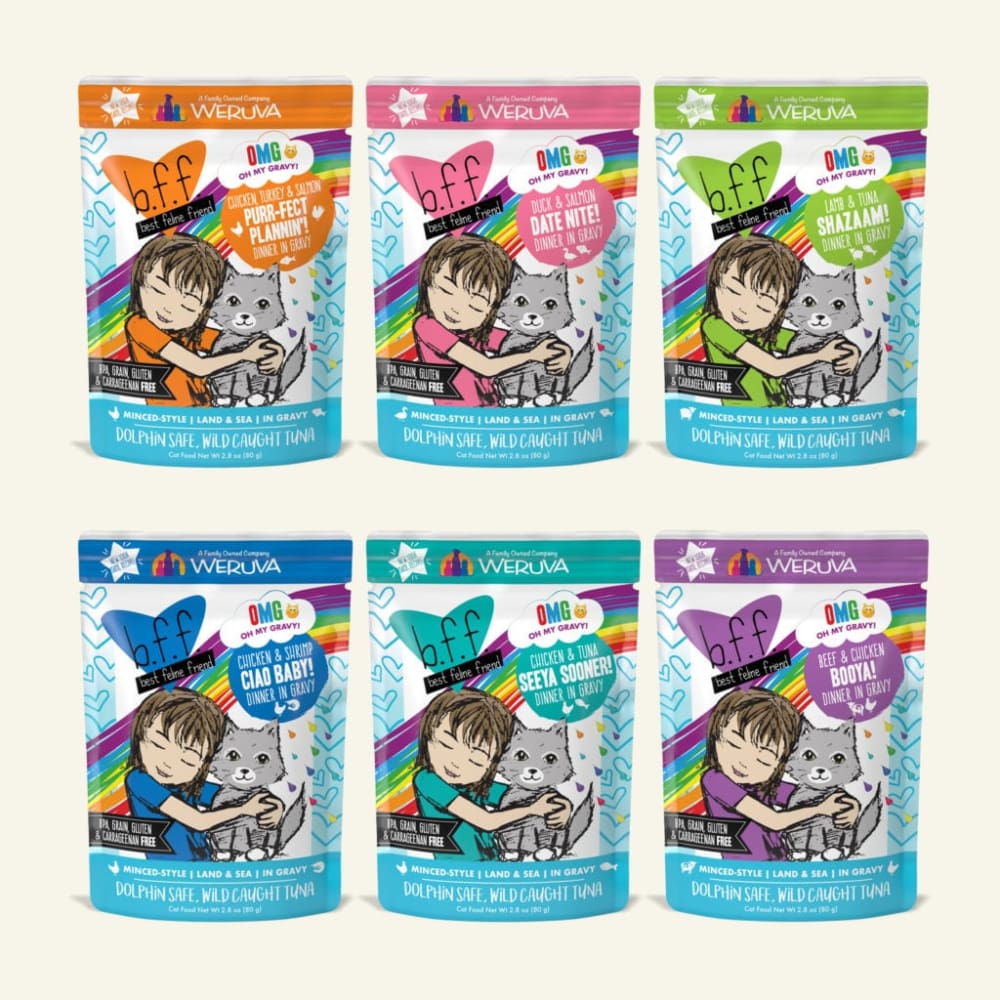 BFF Cat Omg Potluck O Pouches Variety Pack. 2.8oz.(Case Of 12) | ShelHealth