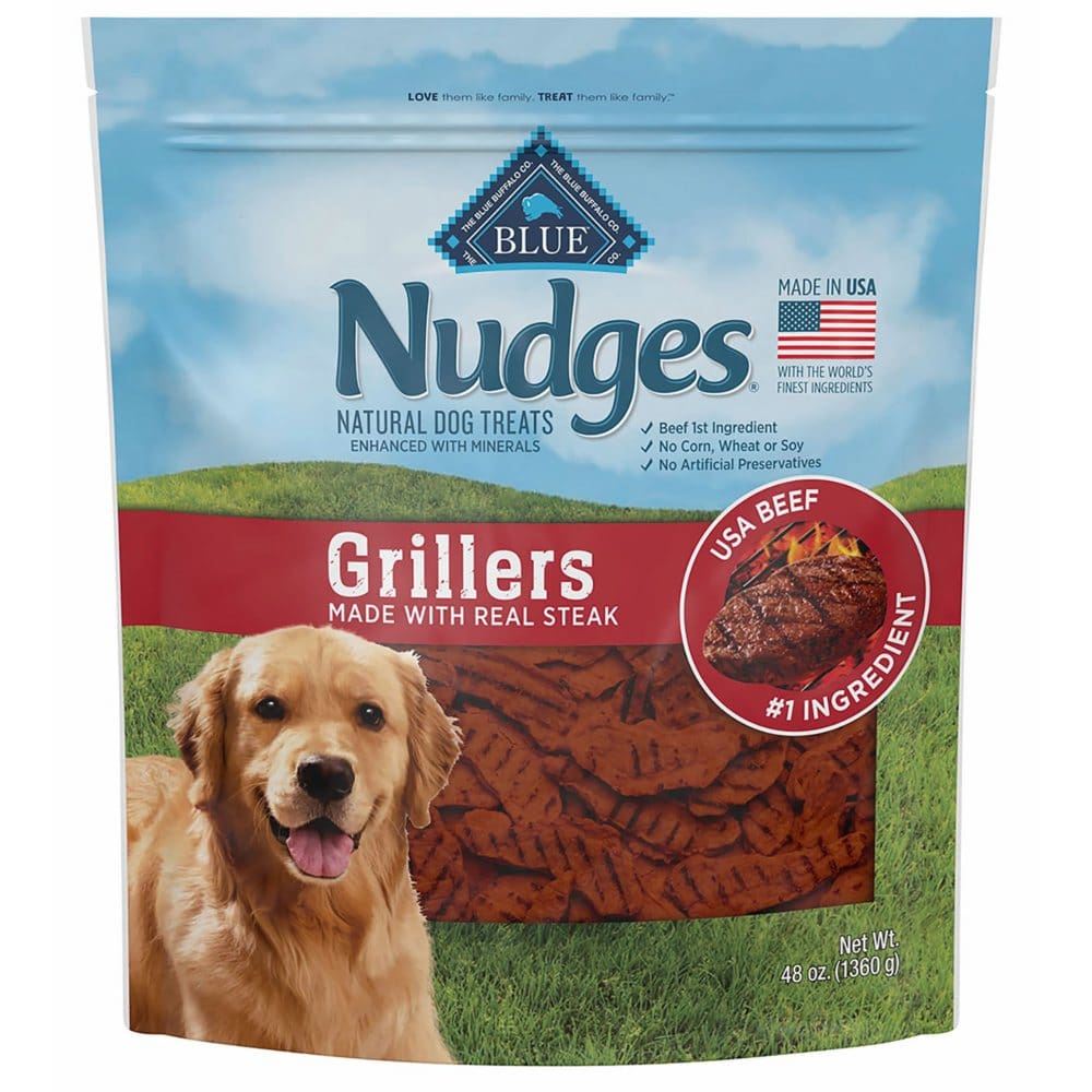 Blue Buffalo Nudges Grillers Natural Dog Treats, Steak Flavored (48 oz ...