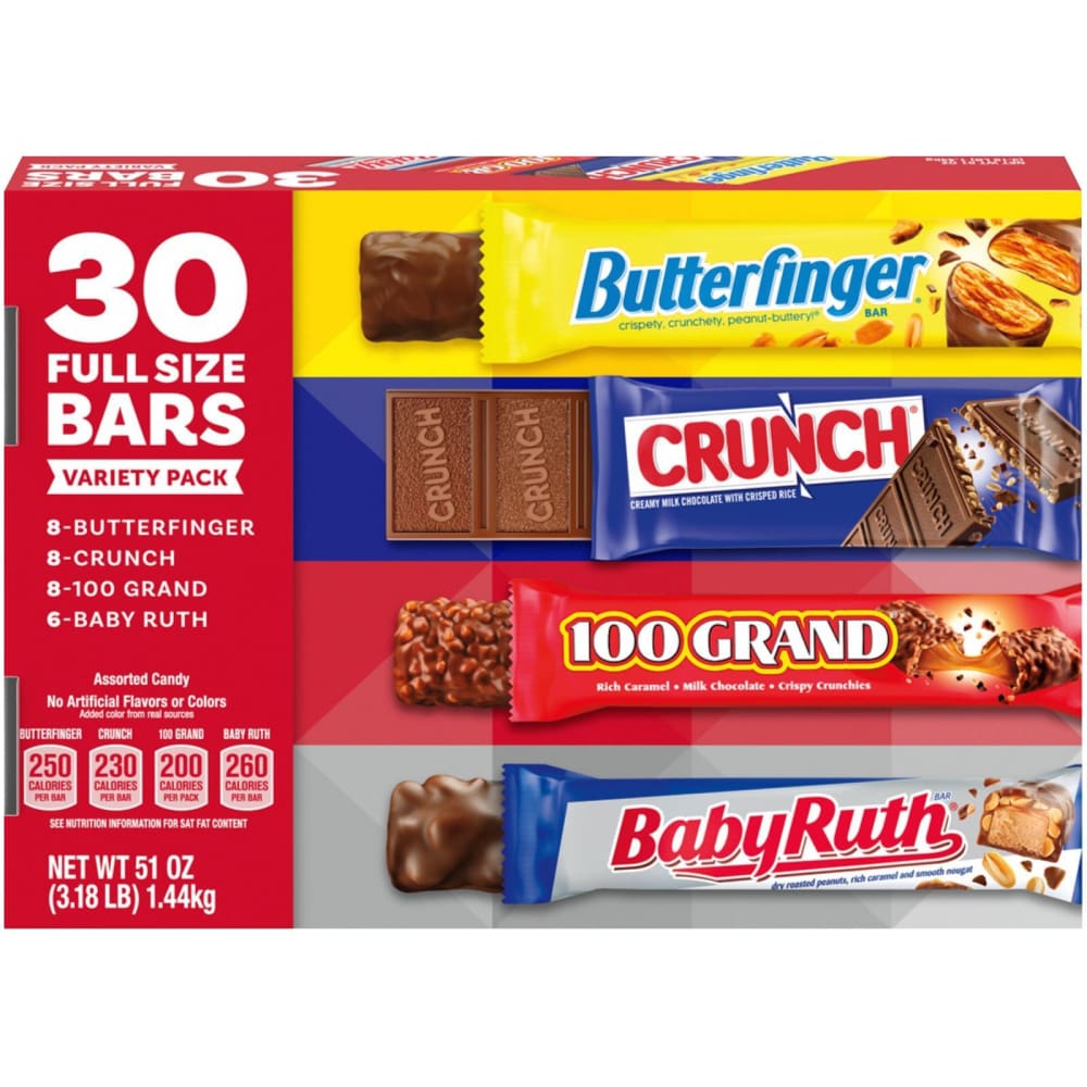 Butterfinger, Crunch, 100 Grand & Baby Ruth Assorted Chocolate Bar ...