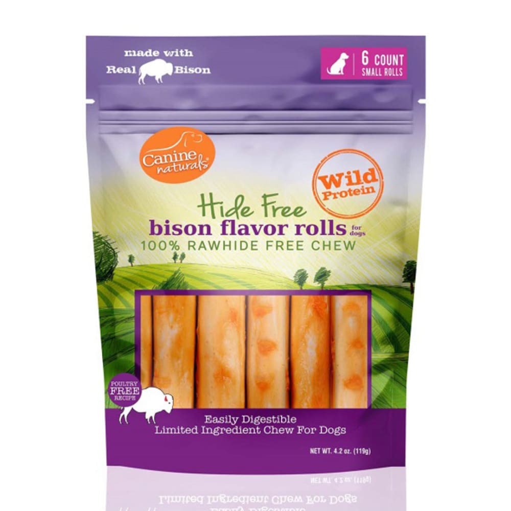 Canine Natural Hide Free 2.5inch Bison Mini Roll 6Ct | ShelHealth