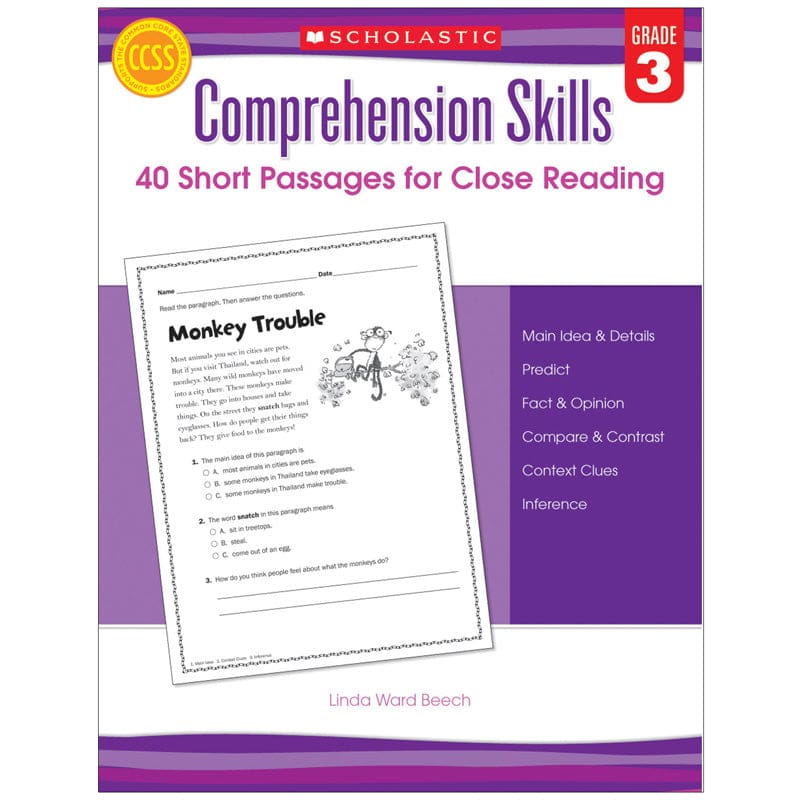 Comprehension Skills Gr 3 40 Short Passages For Close Reading (Pack of ...