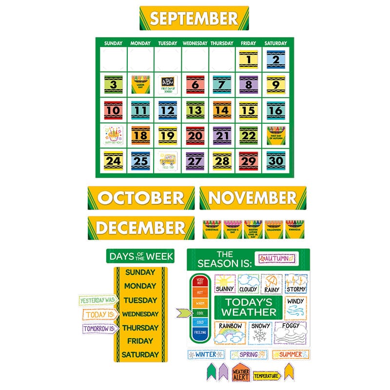 Crayola Calendar Bulletin Board Set (Pack of 2) | ShelHealth