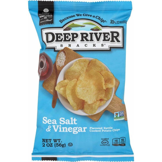 Deep River Sea Salt and Vinegar Kettle Cooked Potato Chips, 2 oz (Case ...