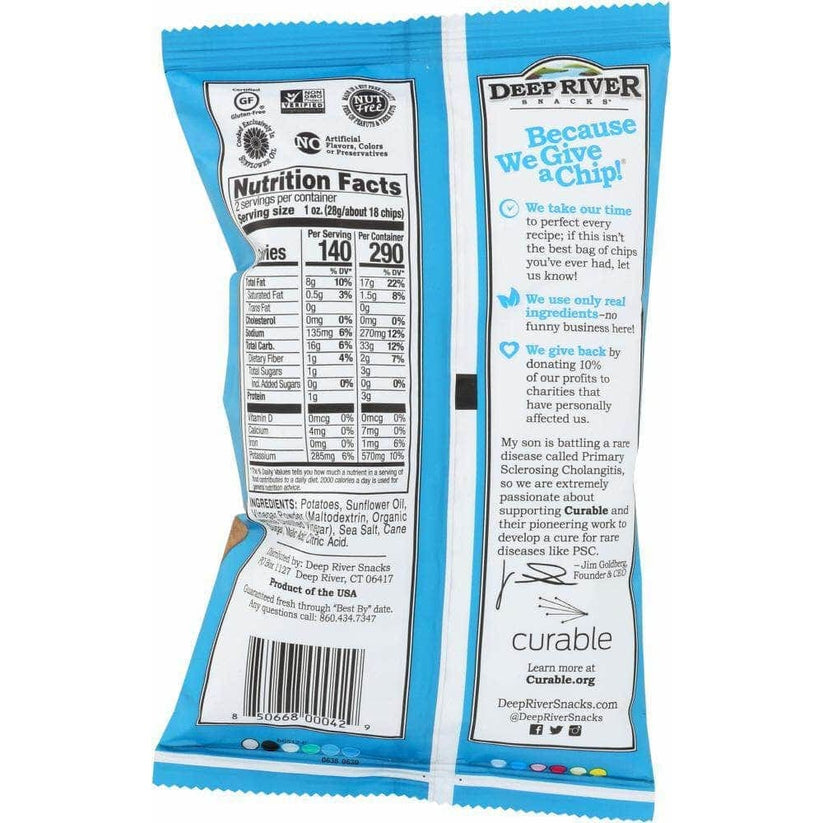 Deep River Sea Salt and Vinegar Kettle Cooked Potato Chips, 2 oz (Case ...