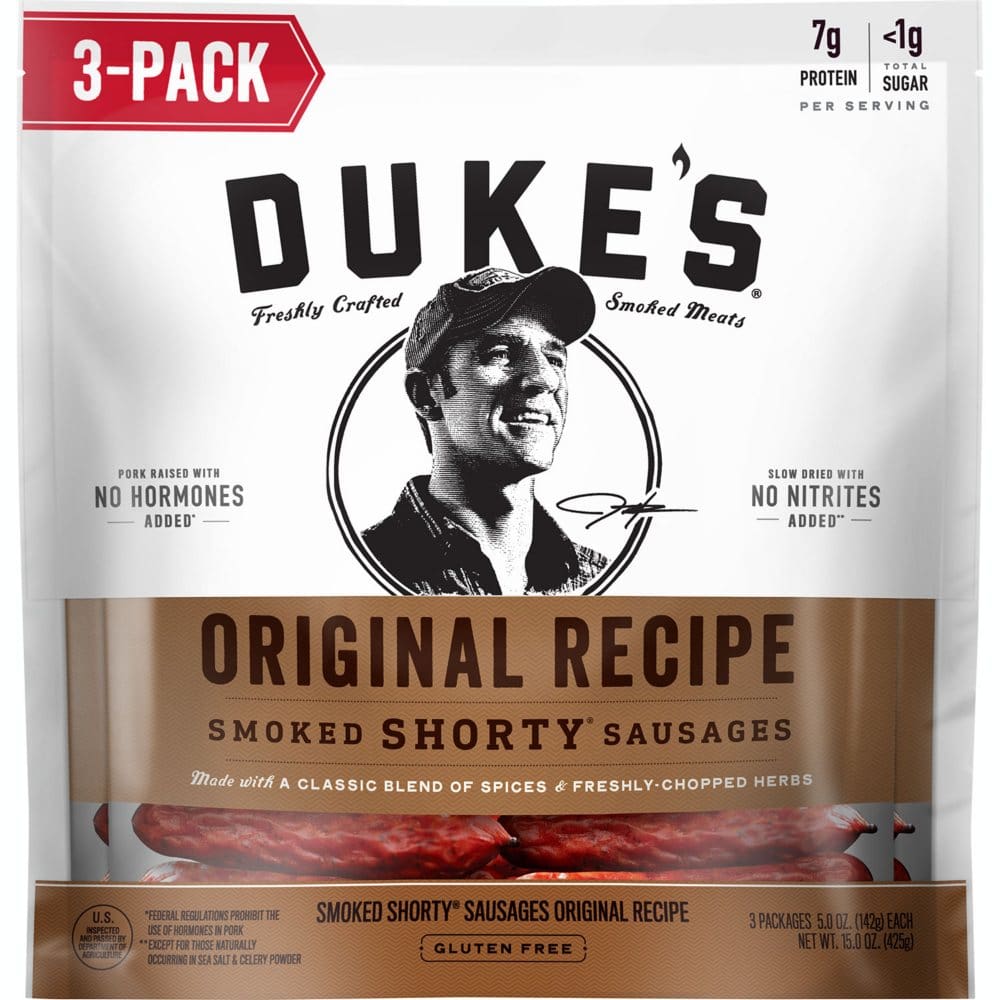 Duke's Original Recipe Smoked Shorty Sausages (5oz / 3pk) | ShelHealth
