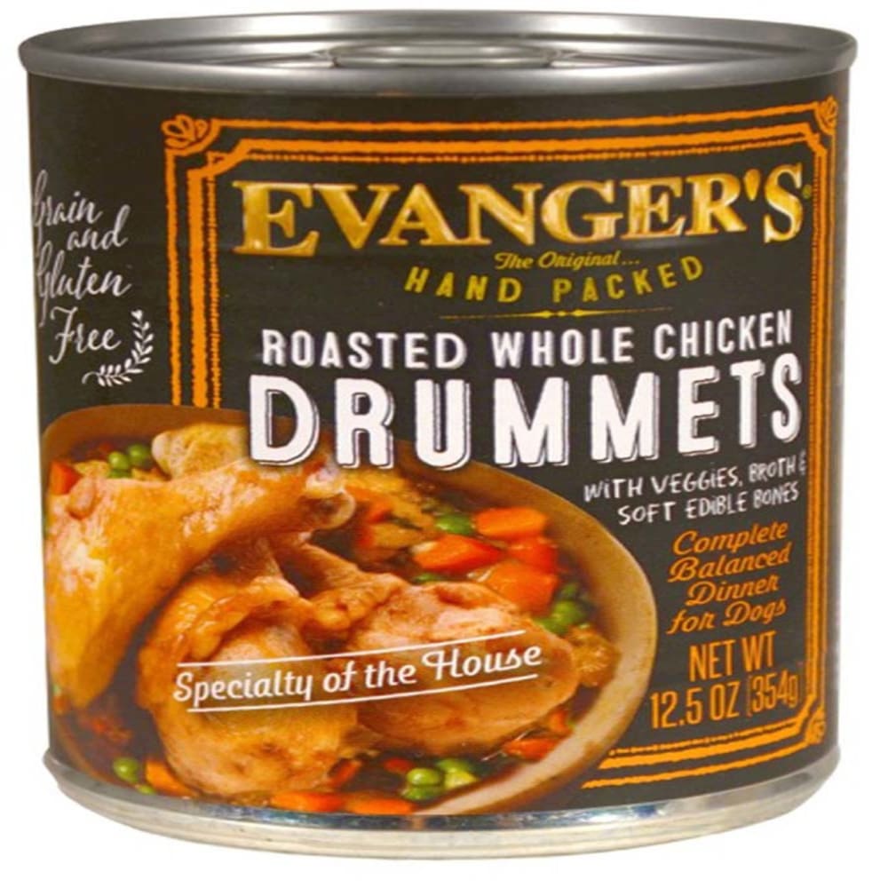 Evangers Hand Packed Roasted Chicken Drummet Dinner Canned Dog Food 12 ...