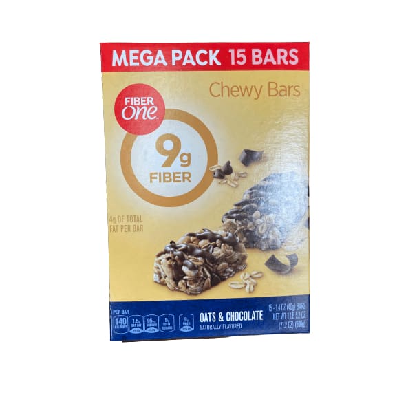 Fiber One Chewy Bars, Oats & Chocolate, Fiber Snacks, Mega Pack, 15 ct ...