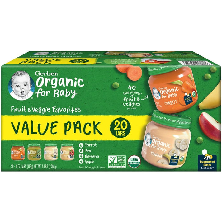Gerber 1st Foods Organic Baby Food, Fruit & Veggie Value Pack (4 oz ...