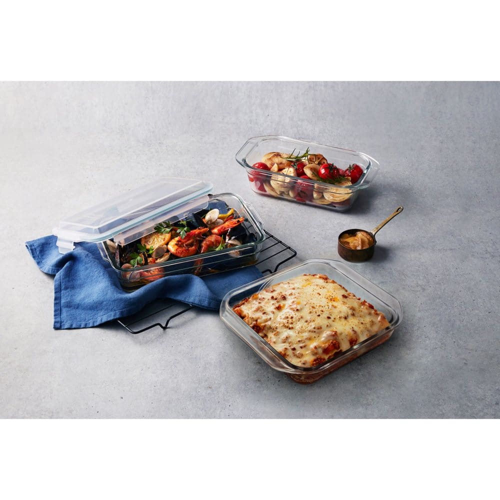 Glasslock 6-Piece Glass Bakeware Food Storage Set | ShelHealth