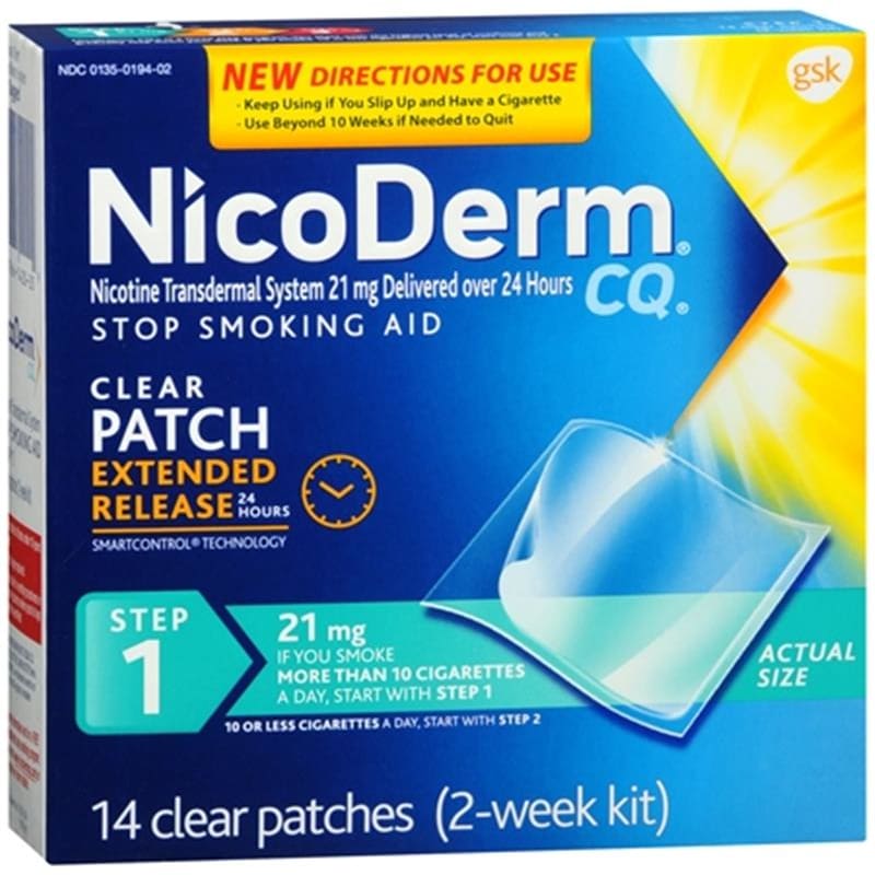 GlaxoSmithKline Nicoderm Cq Patch 21Mg No-Retail, Box of 14 | ShelHealth