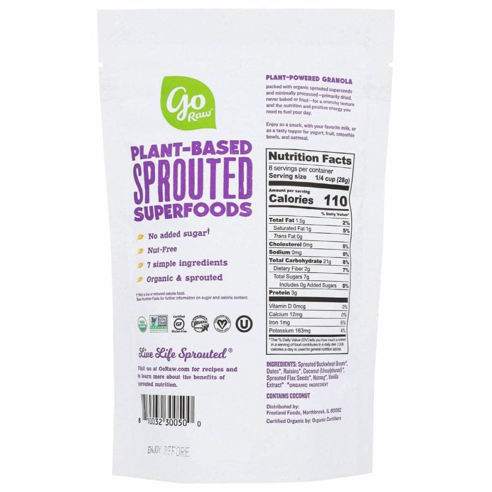 GO RAW: Raisin Crunch Sprouted Granola, 8 oz (Case of 3) | ShelHealth