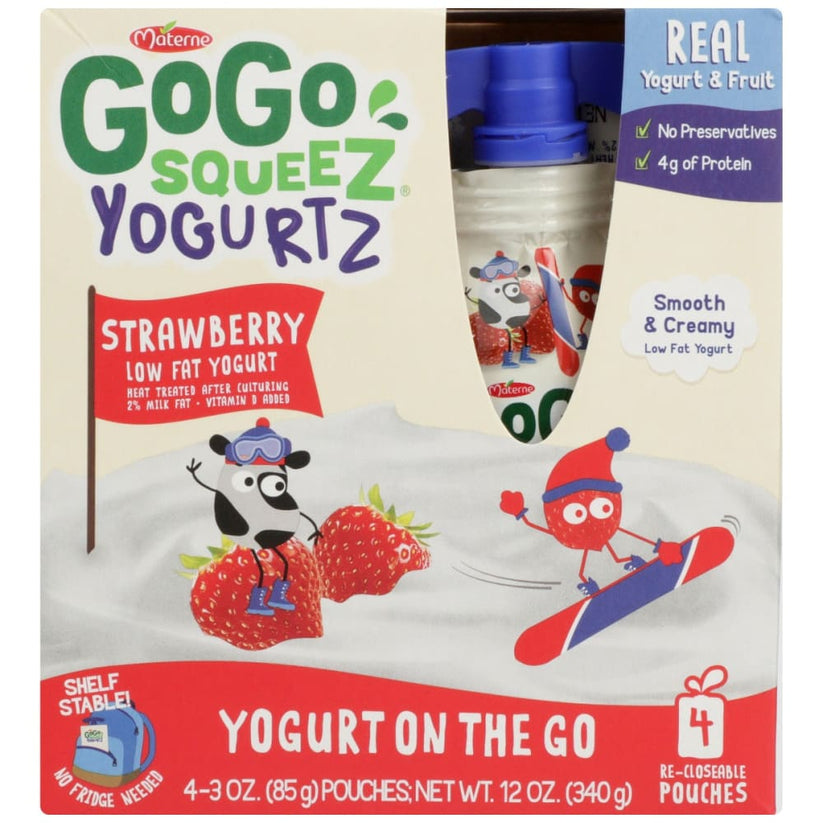 GOGO SQUEEZ: Strawberry Yogurt 4Pk, 12 oz (Case of 4) | ShelHealth