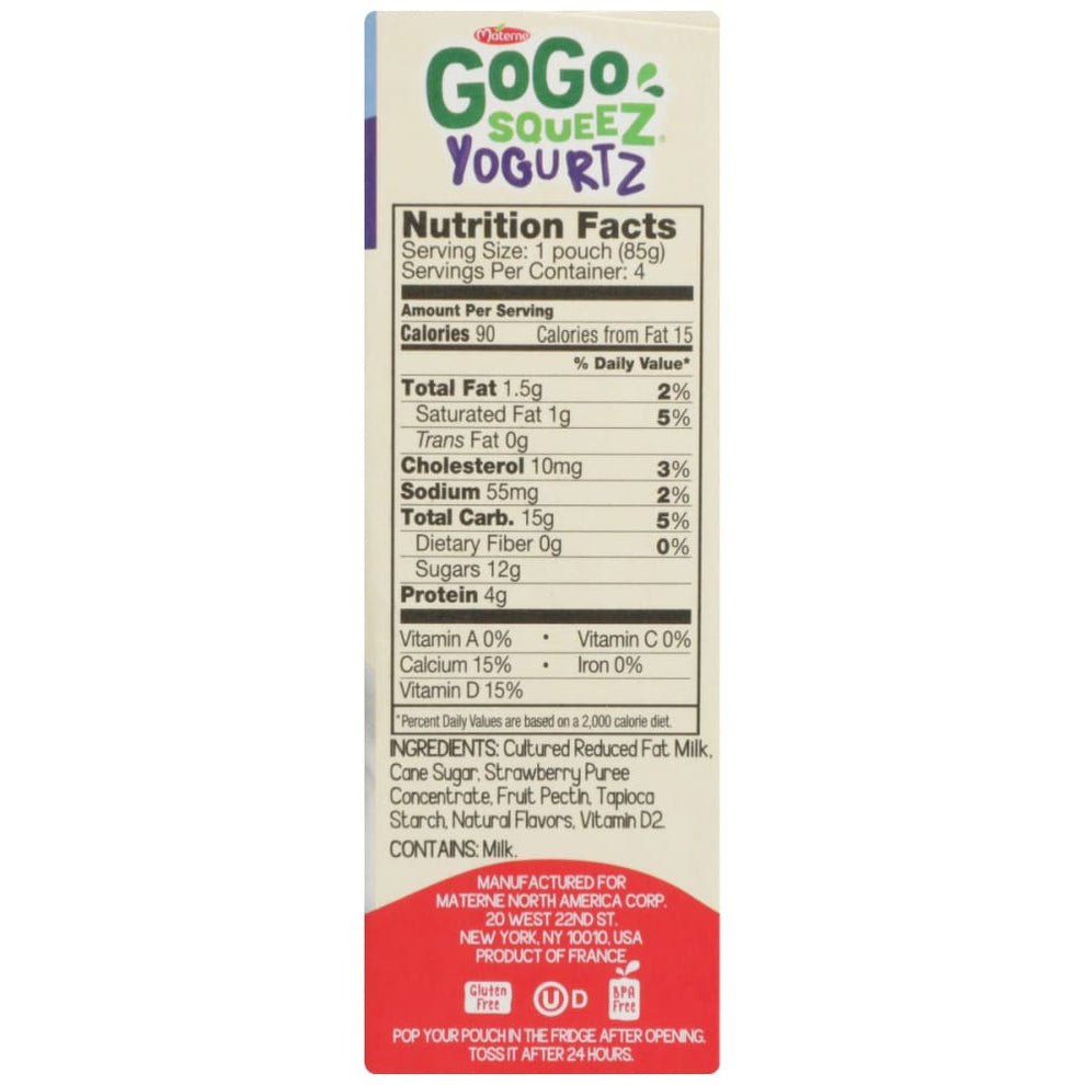 GOGO SQUEEZ: Strawberry Yogurt 4Pk, 12 oz (Case of 4) | ShelHealth
