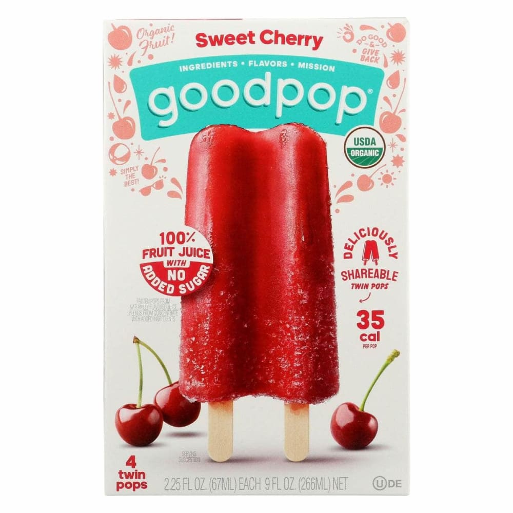 GOODPOPS: Sweet Cherry Twin Pops, 9 fo (Case of 4) | ShelHealth