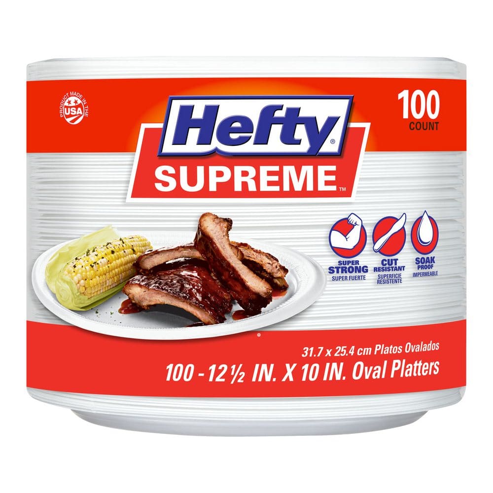 Hefty Supreme Foam Oval Platters, 12.5" x 10" (100 ct.) | ShelHealth