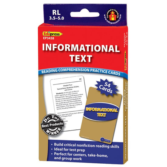 Informational Text Blue Lvl Reading Comprehension Practice Cards (Pack ...