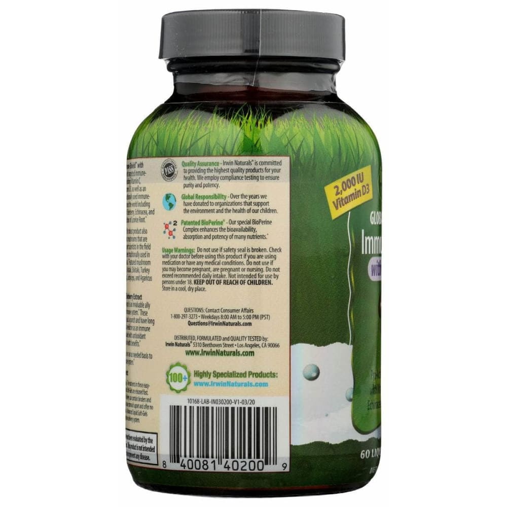 IRWIN NATURALS: Global Wellness Immuno Shield With Elderberry, 60 sg ...