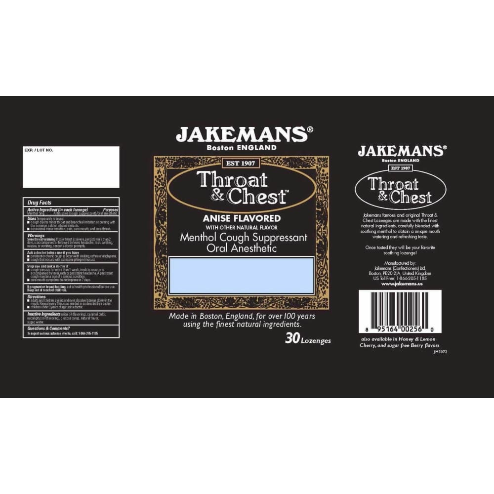 Jakemans Lozenge Throat And Chest Anise Menthol, 24 Pc (Case of 4 ...