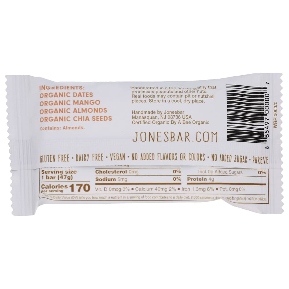 JONESBAR: Mango Snack Bar, 1.7 oz (Case of 4) | ShelHealth