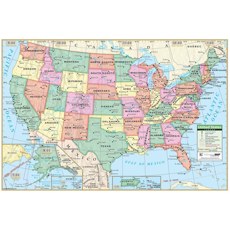 Laminated Us Notebook Maps With Us Facts 10Pk (Pack of 3) | ShelHealth