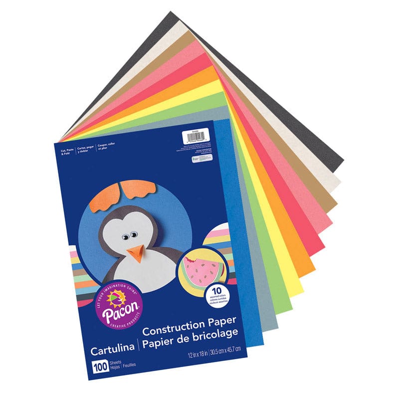 Lightweight Construction Paper 10 Colors 100 Sheets 12X18 (Pack of 6 ...