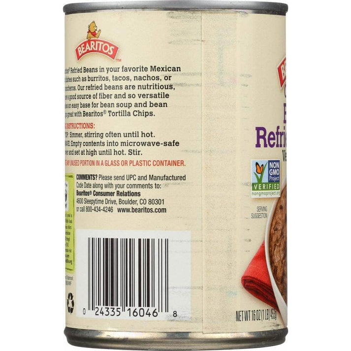 Little Bear Bearitos Organic Refried Black Beans Vegetarian, 16 oz ...