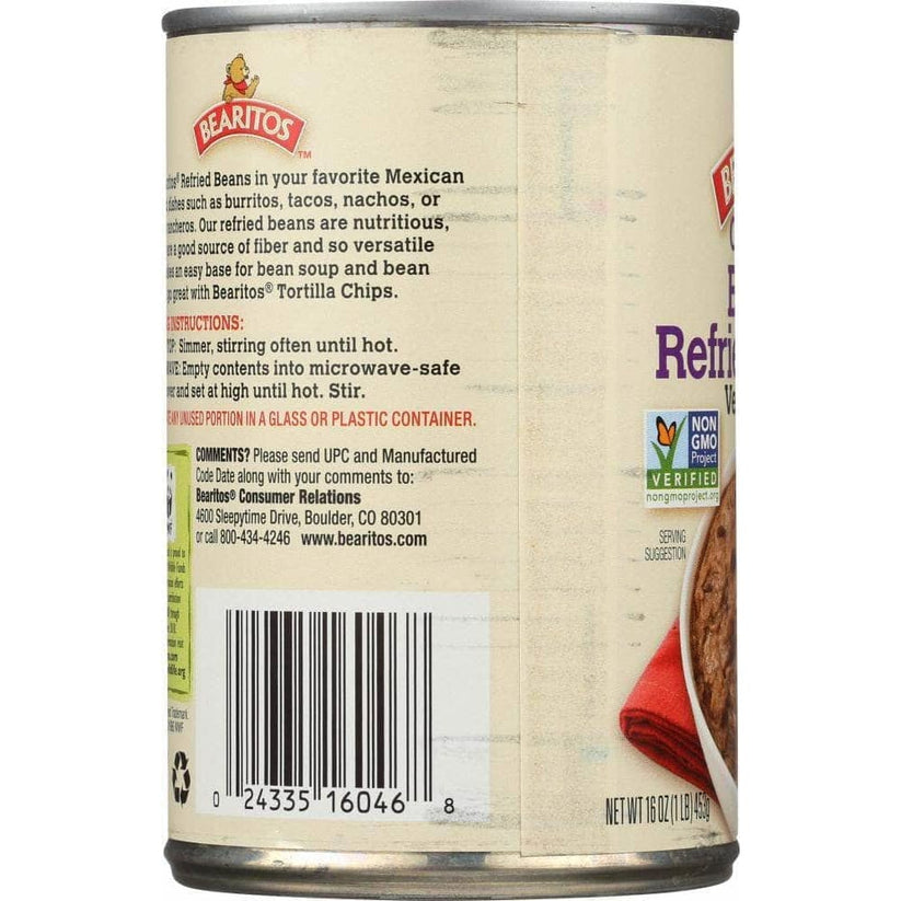 Little Bear Bearitos Organic Refried Black Beans Vegetarian, 16 oz ...