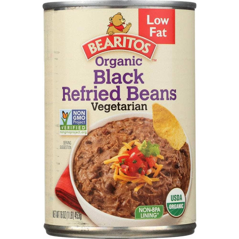 Little Bear Bearitos Organic Refried Black Beans Vegetarian, 16 oz ...