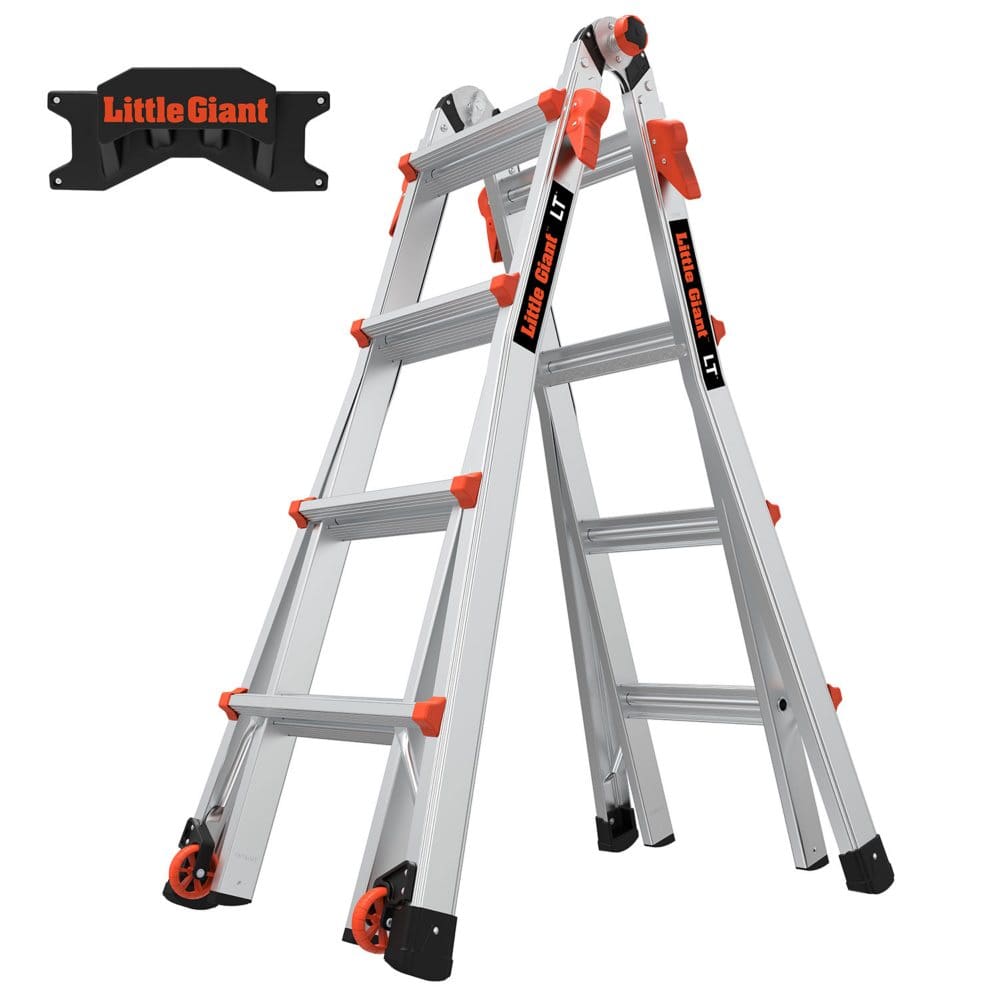 Little Giant LT M17 Ladder with Storage Rack with Wheels | ShelHealth