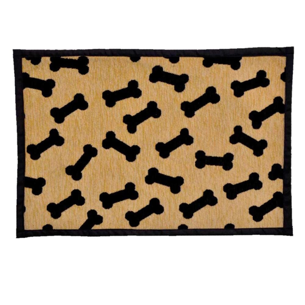 Loving Pets Fashion Dog Mat Dancing Bone Tan; Black | ShelHealth