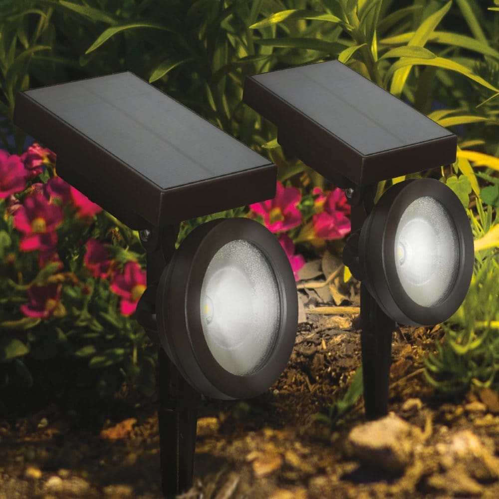Member's Mark 2-Piece LED Solar Spotlights - Oil-Rubbed Bronze | ShelHealth